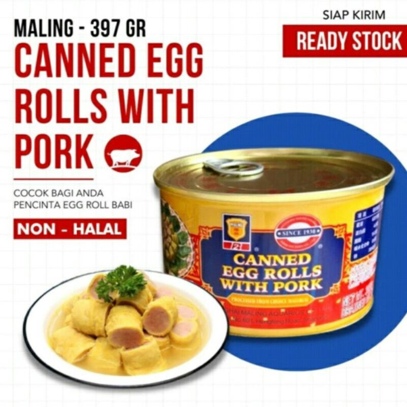 Jual MALING TTS HAM BABI GULUNG TELUR MA LING CANNED PORK EGG ROLLS ...