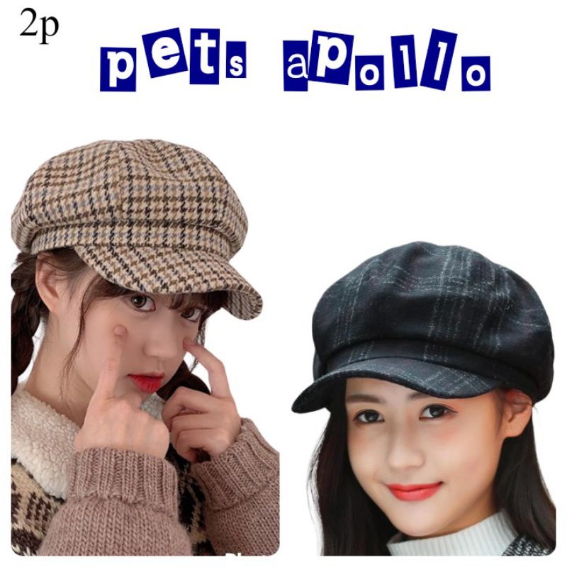Jual Topi Pets Apolo Motif Kotak Kotak UNISEX Newsboy Hats Vintage ...