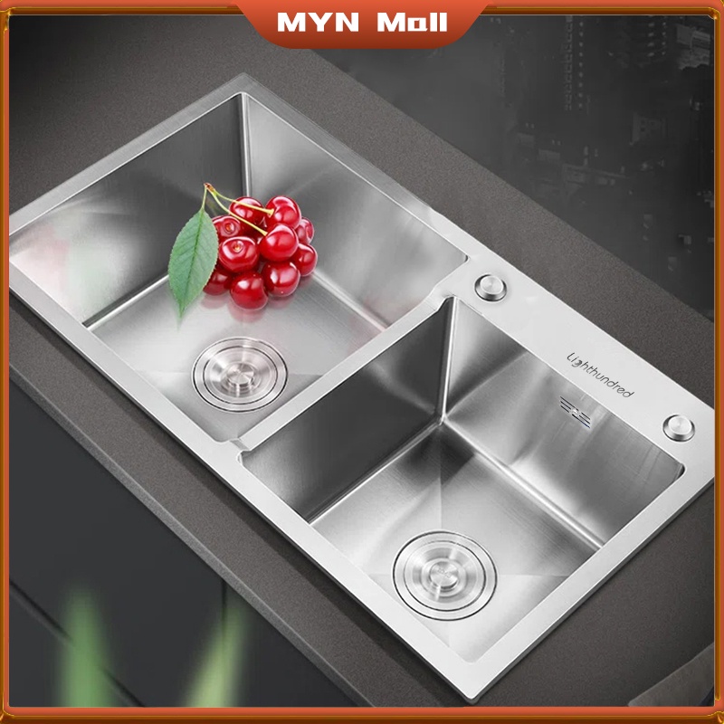 Jual Kitchen Dual Sink Stainless / SUS304 Bak Cuci Piring 2 Bowl Besar ...