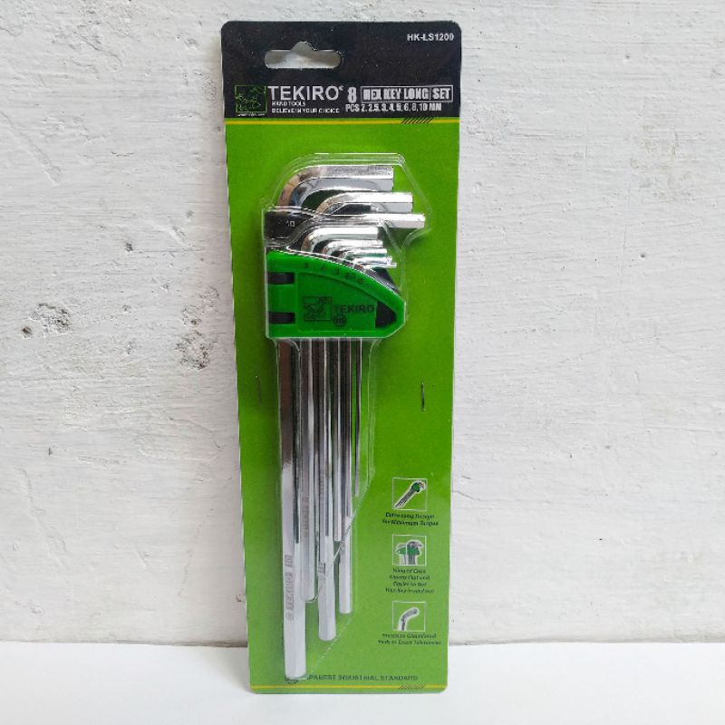 Jual TEKIRO Kunci L Panjang Set 8 pcs 2-10 mm | Hex Key Extra Long Set ...