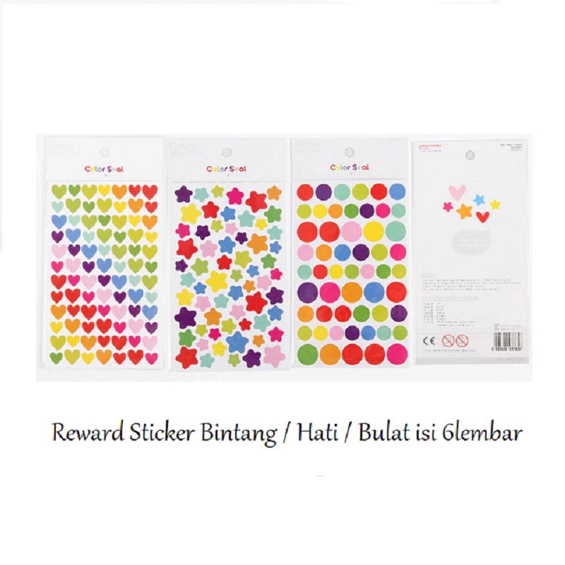 Jual Colorful heart / Star / DOT Sticker Reward Stiker hati / Bintang ...