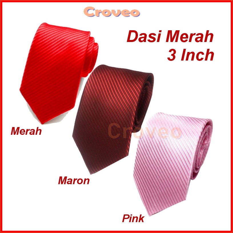 Jual Dasi Panjang Pria Merah 3 Inch Garis Salur Maron Pink Maroon Marun ...