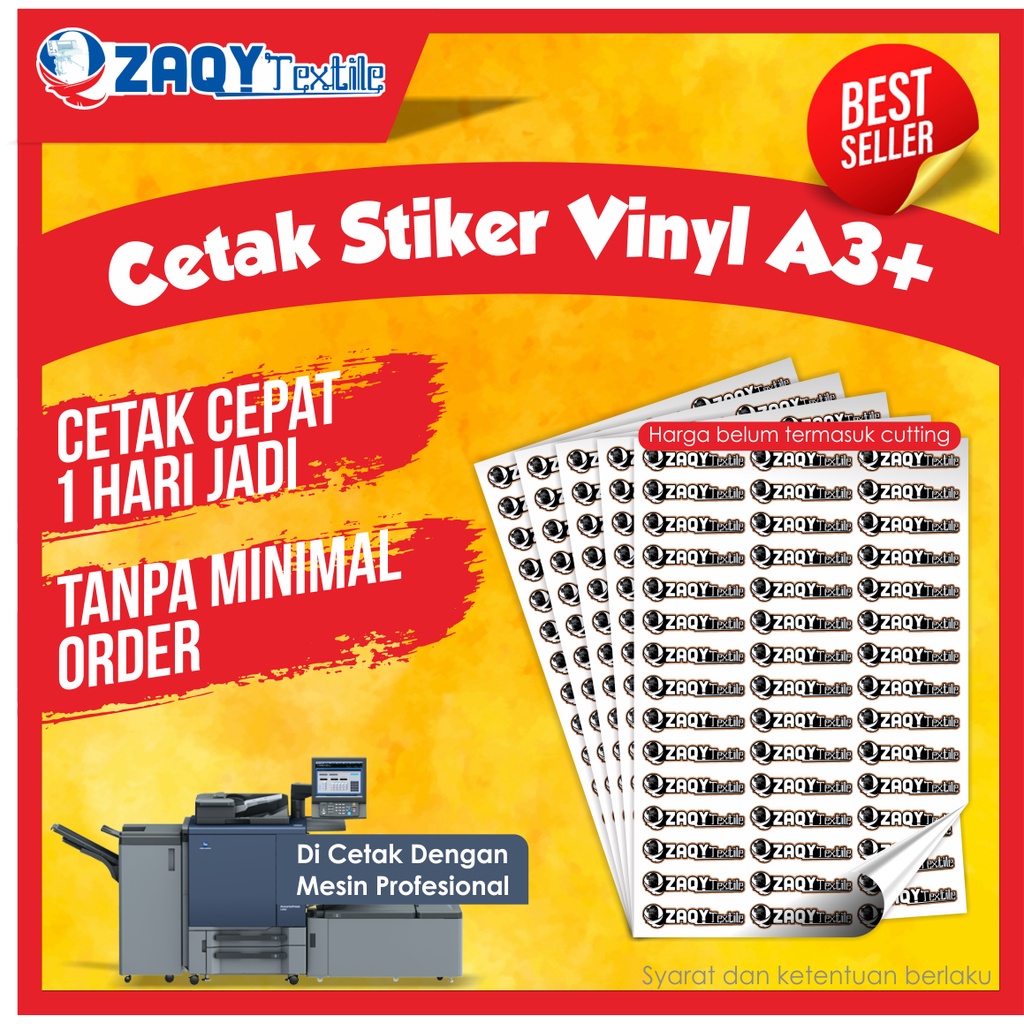 Jual Cetak Sticker Vinyl a3+ (32x48CM) / Cetak Label kemasan / label ...