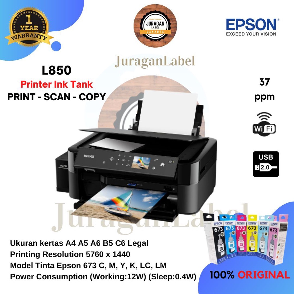 Jual Printer Epson L850 All In One InkTank Photo Print Garansi Resmi ...