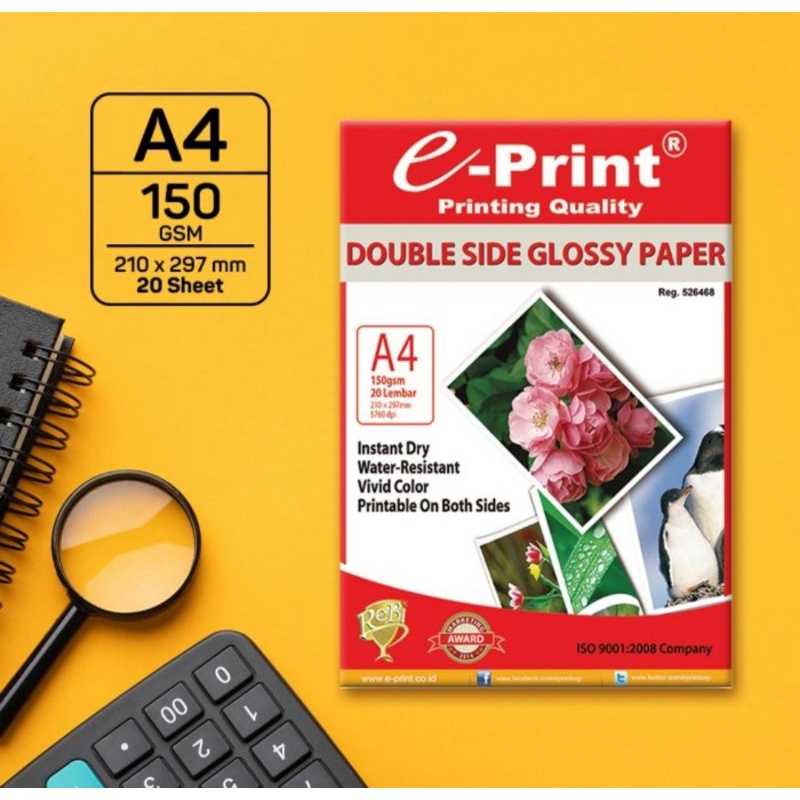 Jual Kertas Foto Dua Sisi Mengkilat E-Print Double Side Glossy A4 150Gr ...