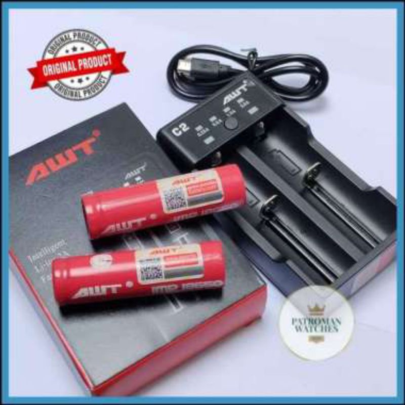 Jual Faset chrging casan 2 slot kabel c2 Awt 18650 carger 2 slot kabel ...