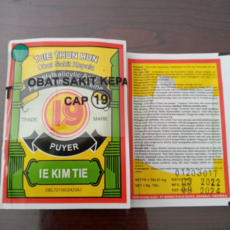 Jual Puyer nomor 19 Tjie Thun hun isi 10 sachet | Shopee Indonesia