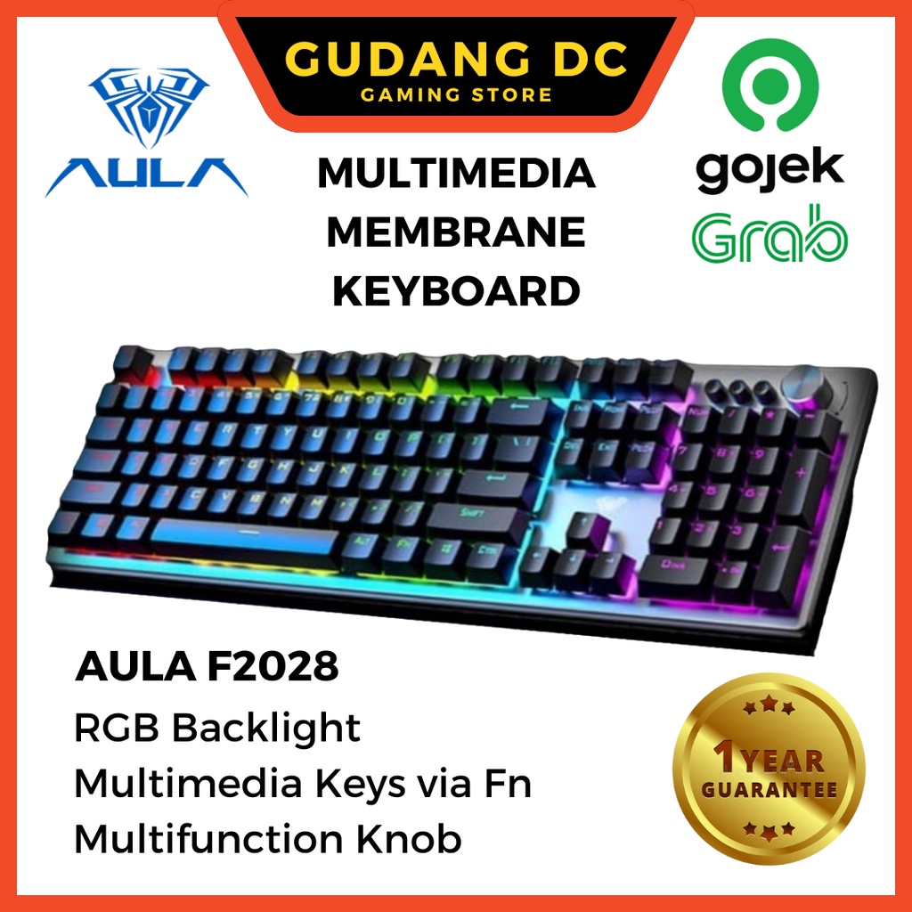 Jual Keyboard Gaming Multimedia Membrane RGB Macro Software AULA F2028 ...
