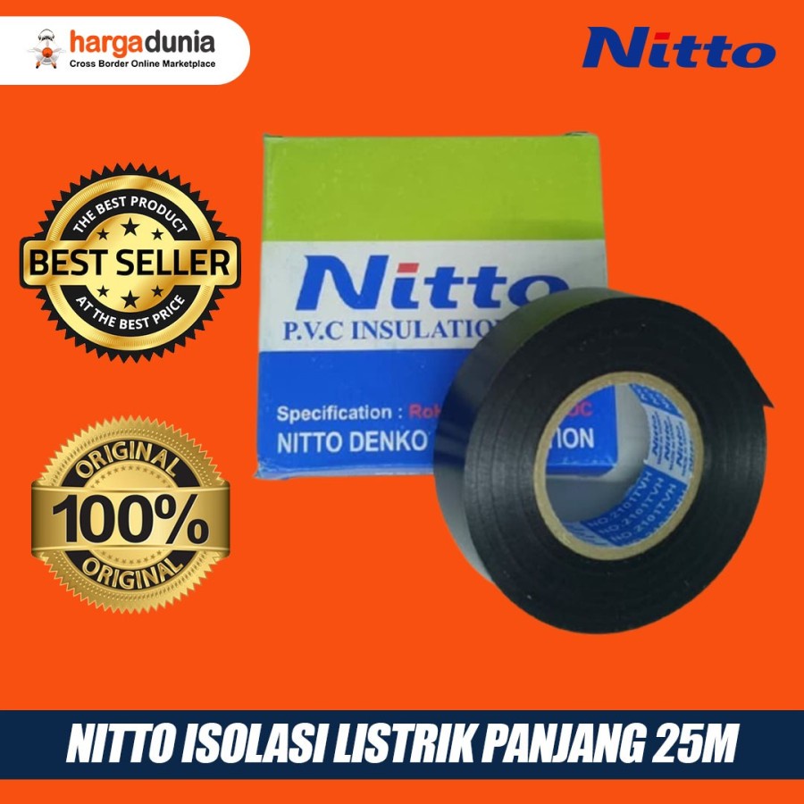 Jual Nitto Isolasi Listrik Original Tape Hitam PVC Kabel Nito 3/4" 25m ...