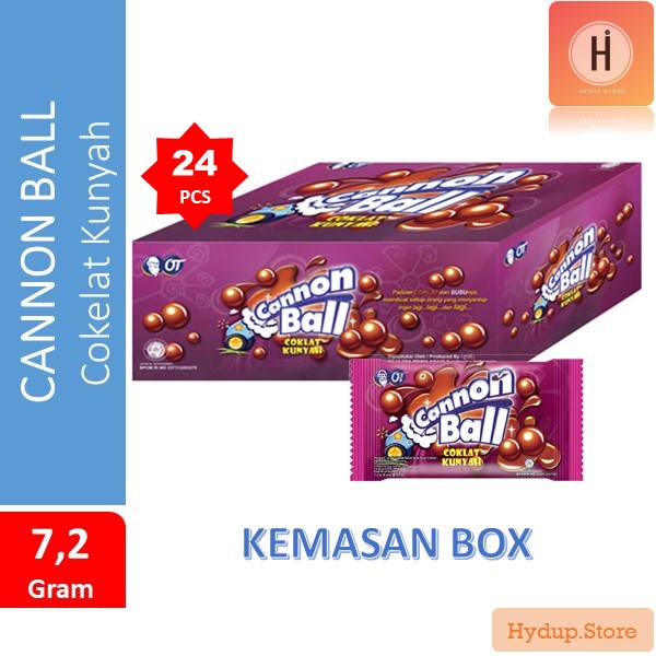 Jual Cannon Ball | Canon Ball Cokelat Susu Kunyah Kemasan Box isi 24 ...