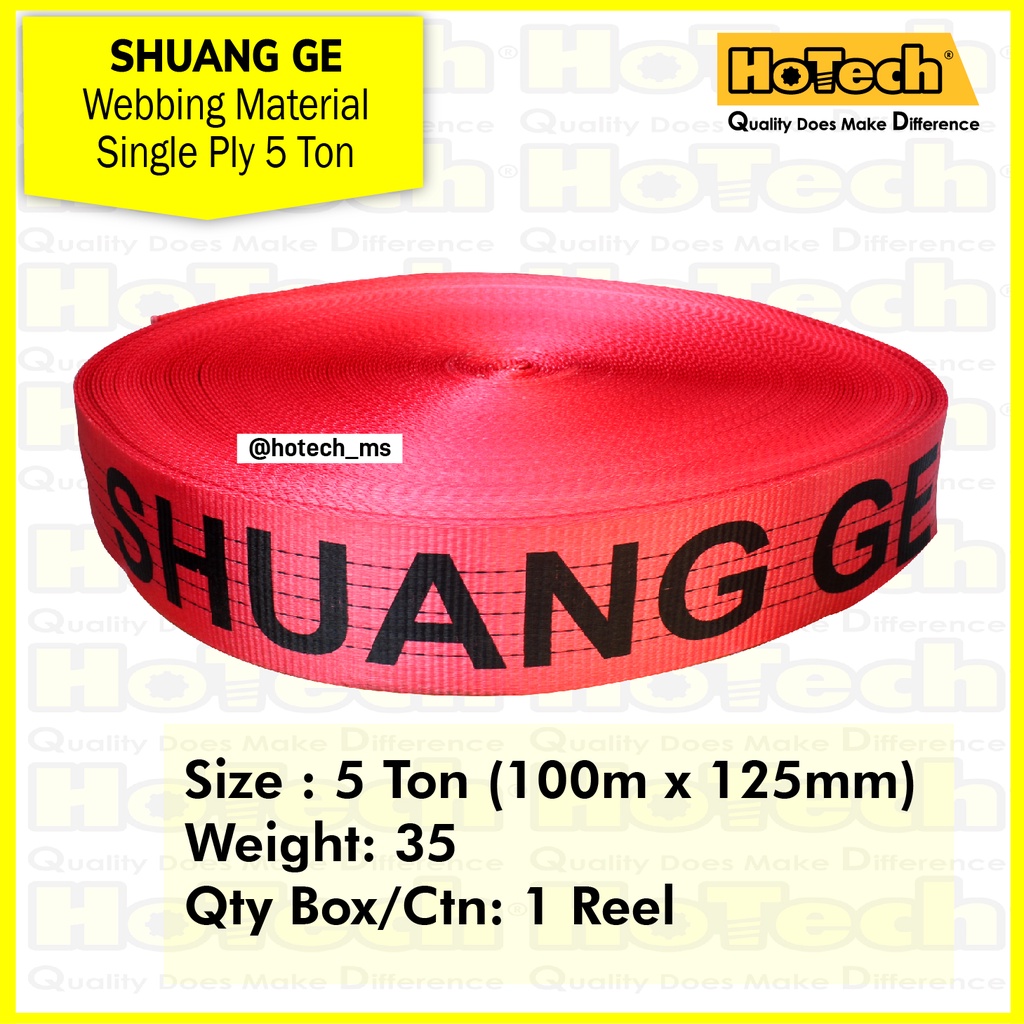 Jual SHUANG GE Webbing Material Single Ply 5 Ton 100m | Tali Ikat ...