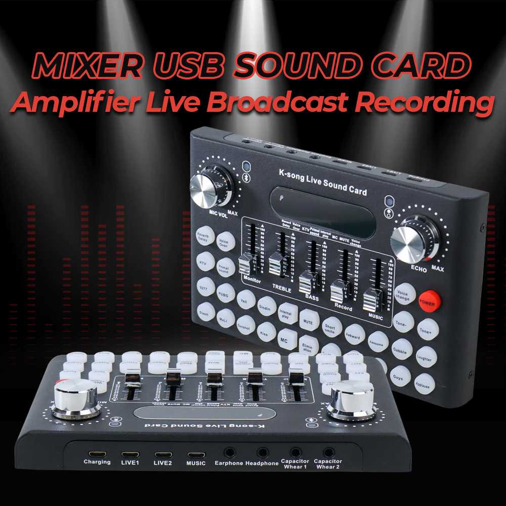 Jual alat karoke Mixer USB Sound Card Amplifier Live Broadcast ...