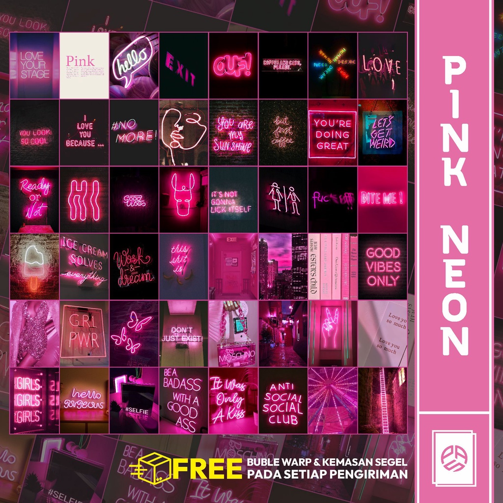 Jual Poster Dinding Aesthetic Isi 48 Lembar - PINK NEON | Shopee Indonesia