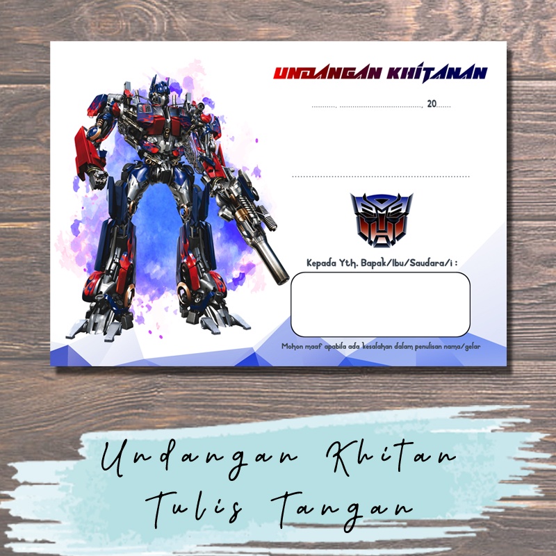 Jual UNDANGAN KHITANAN ANAK ROBOT BIRU MERAH TERBARU TULIS TANGAN ...