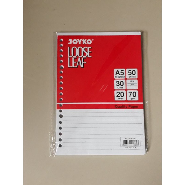 Jual Loose Leaf A5 50 Sheets Joyko Kertas Isi Binder | Shopee Indonesia
