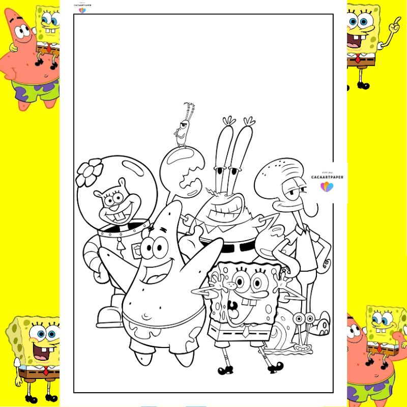 Jual KERTAS MEWARNAI / KERTAS GAMBAR / SPONGEBOB / KERTAS MEWARNAI ANAK ...