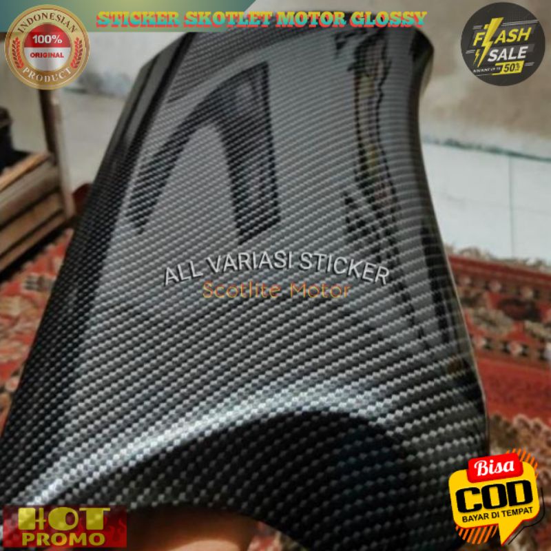 Jual Stiker skotlet carbon 6D hitam glosy mengkilap/sticker karbon ...