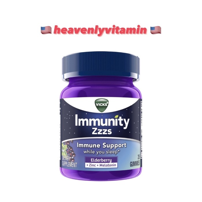 Jual Vicks Immunity Zzzs Immune Support Elderberry 28 Gummies | Shopee ...