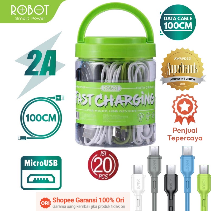 Jual ROBOT KABEL DATA RBM100 COLORFUL 1 TOPLES ISI 20 PCS | Shopee ...