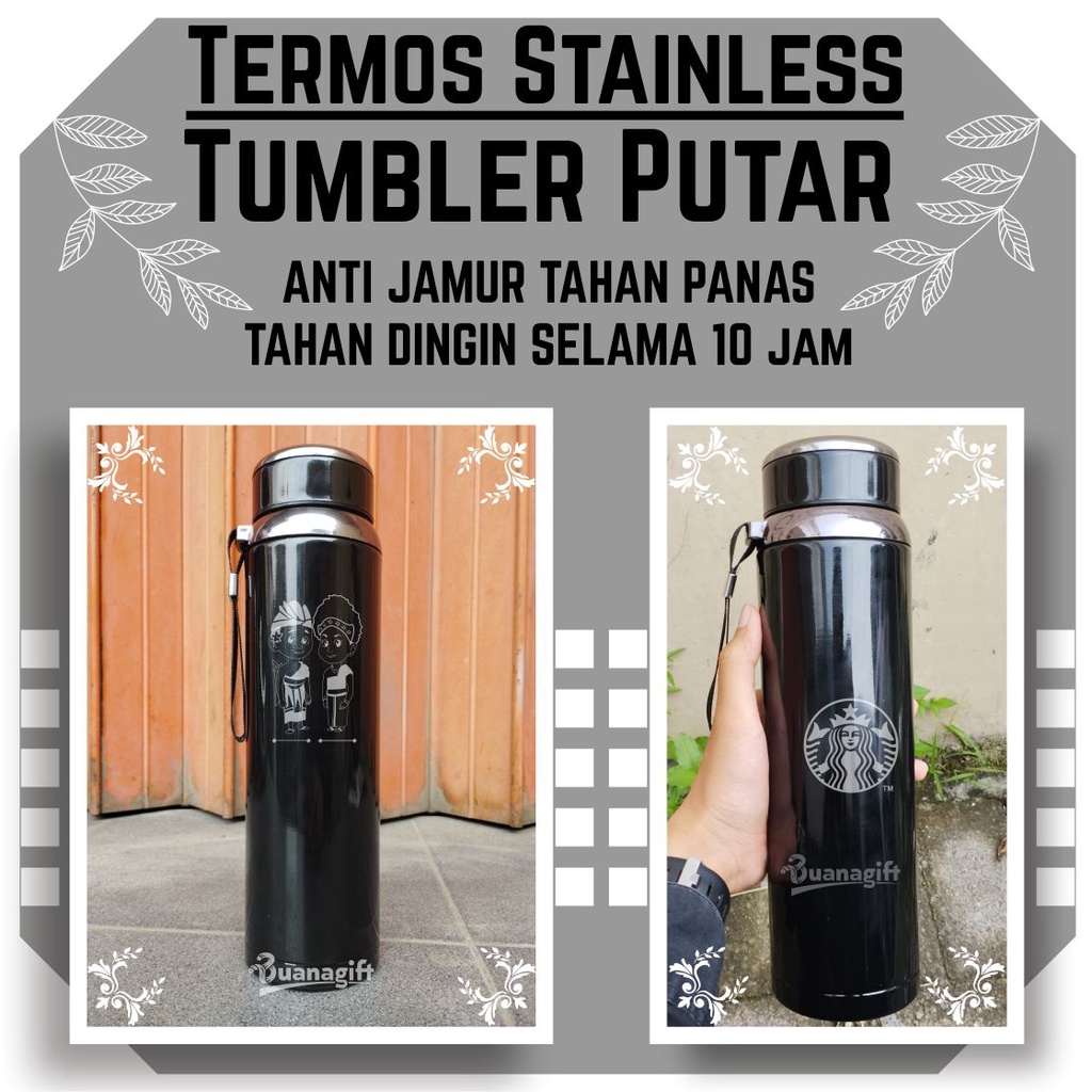 Jual Tumbler Termos Putar Stainless Steel 1 liter Free Grafir ...