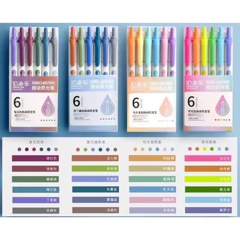 Jual Retractable Highlighter Set Stabilo Set 6 Penanda Warna | Shopee ...