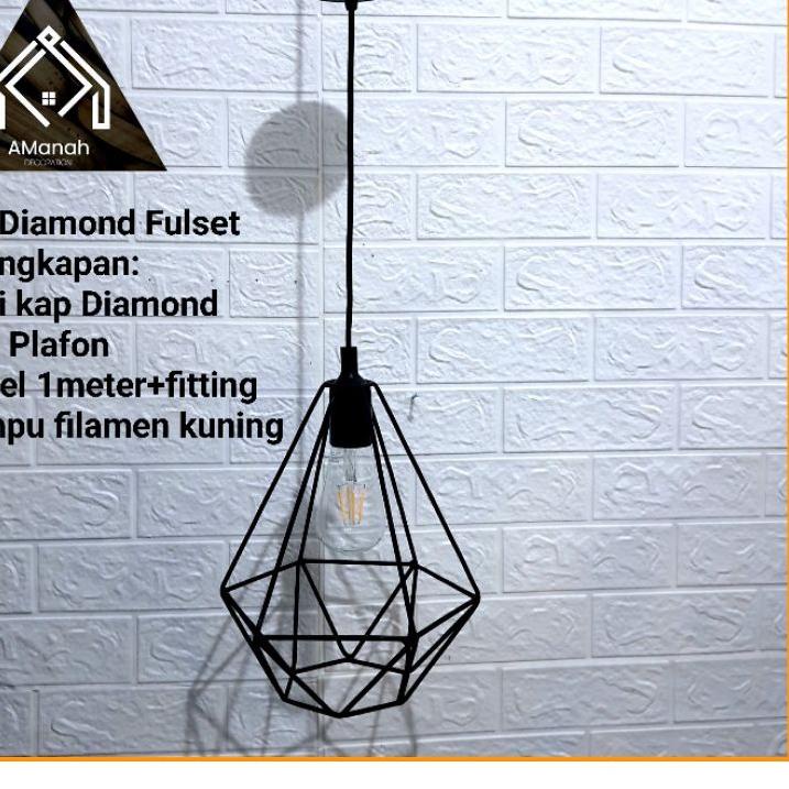 Jual KODE-FR18 [COD] KAP LAMPU GANTUNG BESI DIAMOND CAFE VINTAGE EDISON KAP DIAMOND [NX3 ...