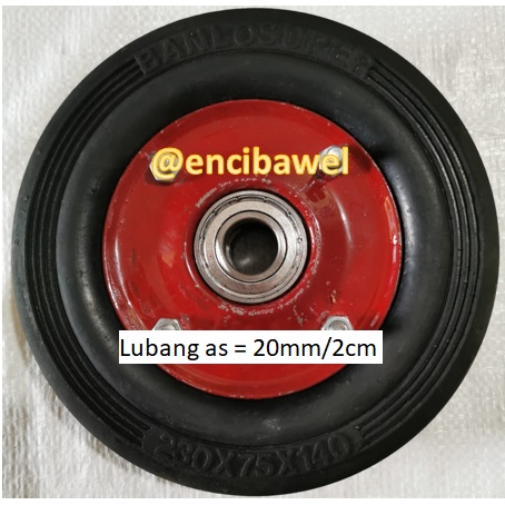 Jual Roda troli 9 inchi 2 bearing / roda lori 9 inchi banlo lubang as 2 ...