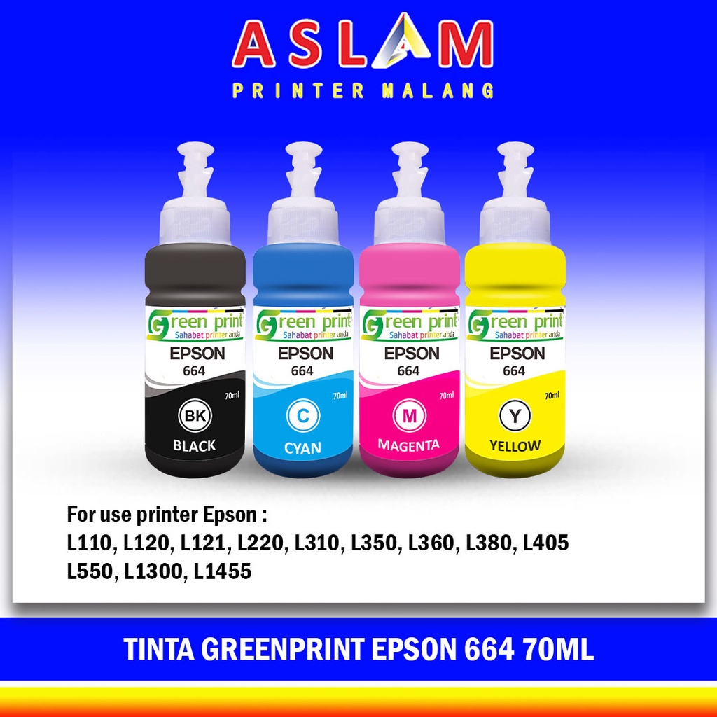 Jual Tinta Green Print Epson 70ml T664 T 664 Black Cyan Magenta Yellow ...