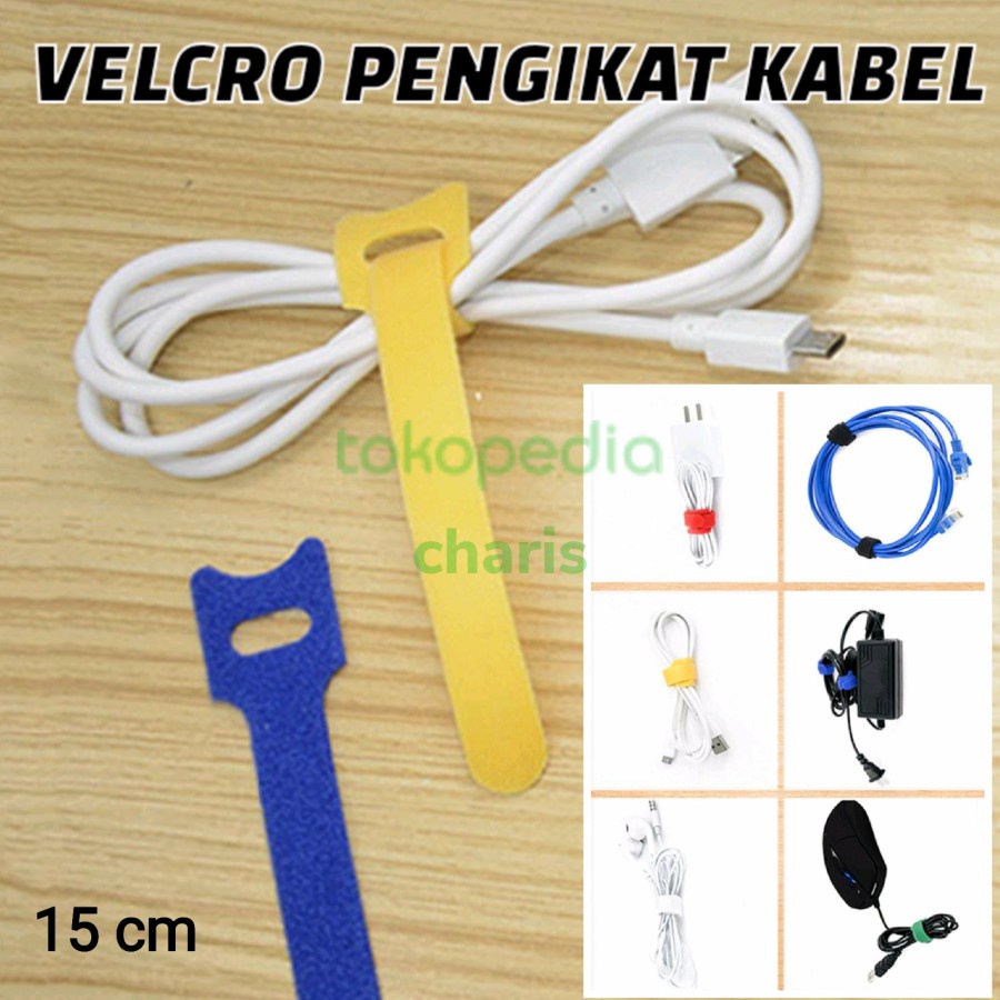 Jual strap tali velcro perekat pengikat kabel 15 cm | Shopee Indonesia