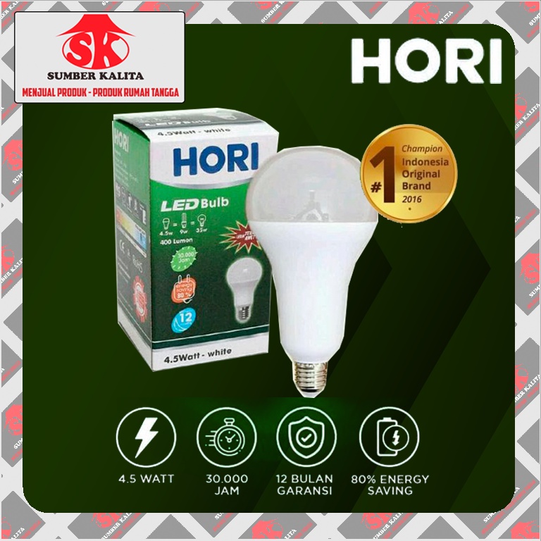 Jual LAMPU LED BULB HORI 4,5 WATT WHITE LED LIGHTNING | Shopee Indonesia