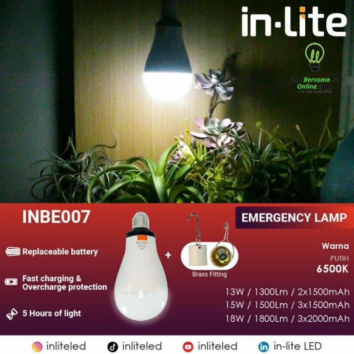 Jual Lampu Bohlam LED Emergency + Batrai 13w 15w 18w / Lampu AC/ DC Inlite | Shopee Indonesia