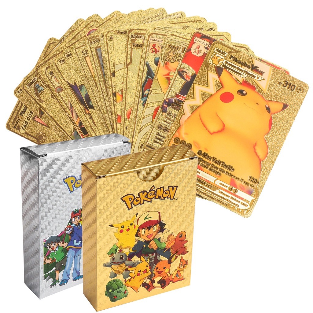 Jual 55 Kartu Pokemon Card Gold Cards V Vmax Pokemon Card Silver Gold ...