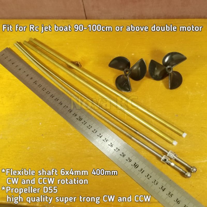 Jual Rc boat shaft flexible 4mm panjang 350mm with D55 rotasi CW/CCW for jet boat 90-100cm ...