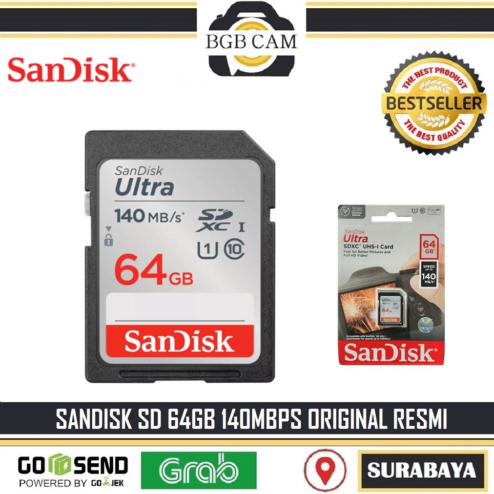 Jual Sandisk SD Ultra 64GB Card Memory Kamera Original 100% 64 gb ...