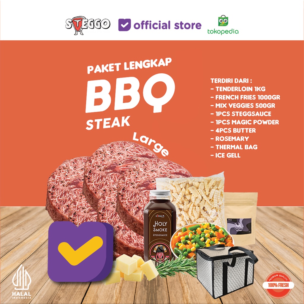 Jual Paket Hemat Lengkap BBQ SIRLOIN BEEF STEAK, Bundling Daging Steak ...