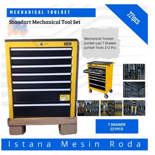 Jual 7 drawer 221 pc tool set lemari kabinet toolset 7 alat mekanik ...