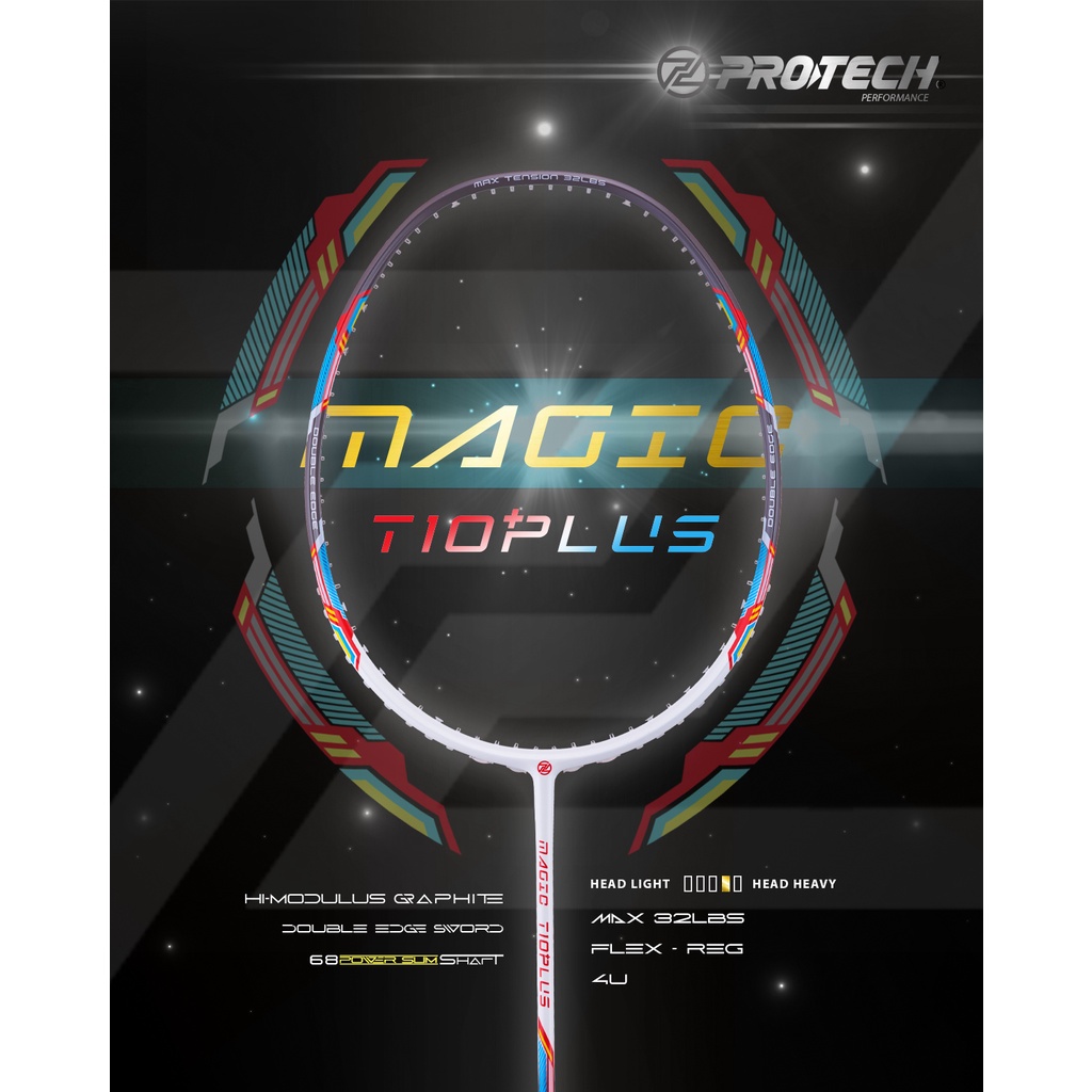 Jual RAKET BADMINTON PROTECH MAGIC T10 PLUS | 4UG2 | MAX 32 LBS | FREE ...
