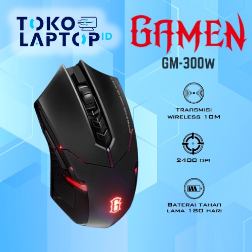 Jual GAMEN GM300W / GM-300W Mouse Gaming Wireless 2400 DPI Black ...