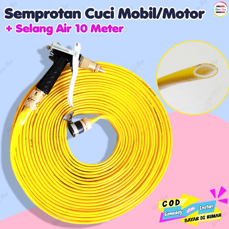 Jual Semprotan Cuci Mobil Motor + Selang Air 1/3 10 Meter - Kuning ...