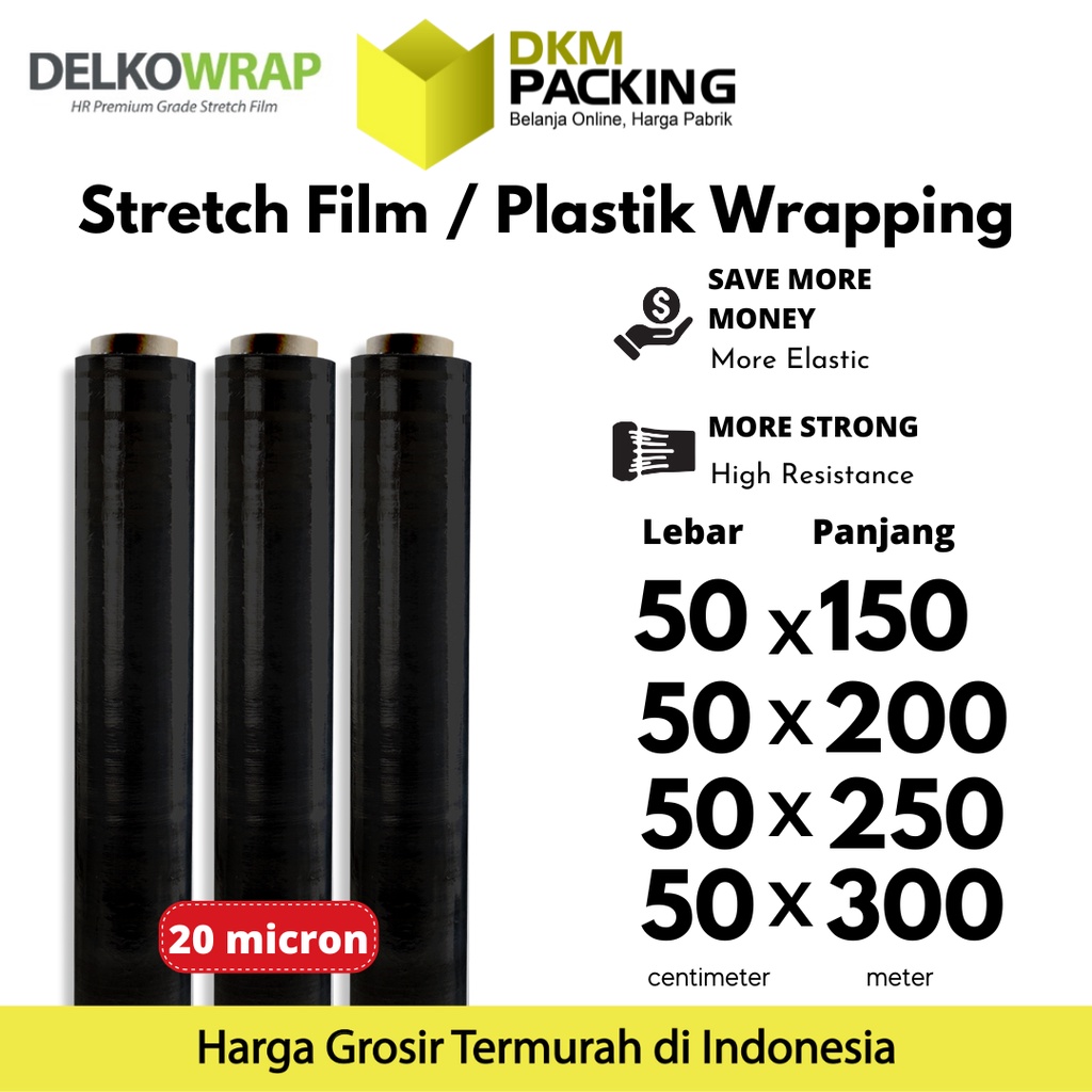 Jual Plastik Wraping Stretch Film Plastic Wrapping 50cm DELKOWRAP HITAM ...