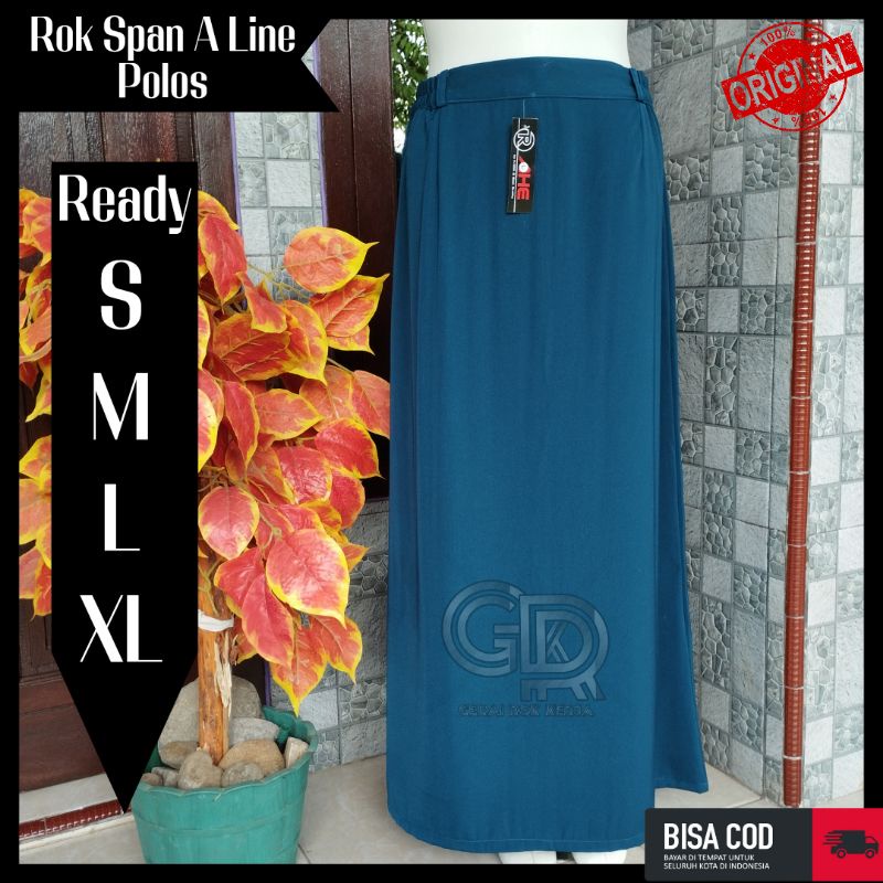 Jual Rok Hijau Tosca Rok Span Polos Rok A Line Panjang Wanita Rok Jumbo ...