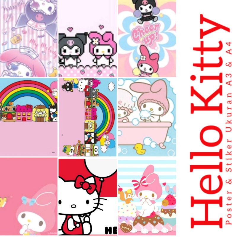 Jual Sticker Poster My Melody Melodi Hello Kitty stiker Vynil lukisan ...