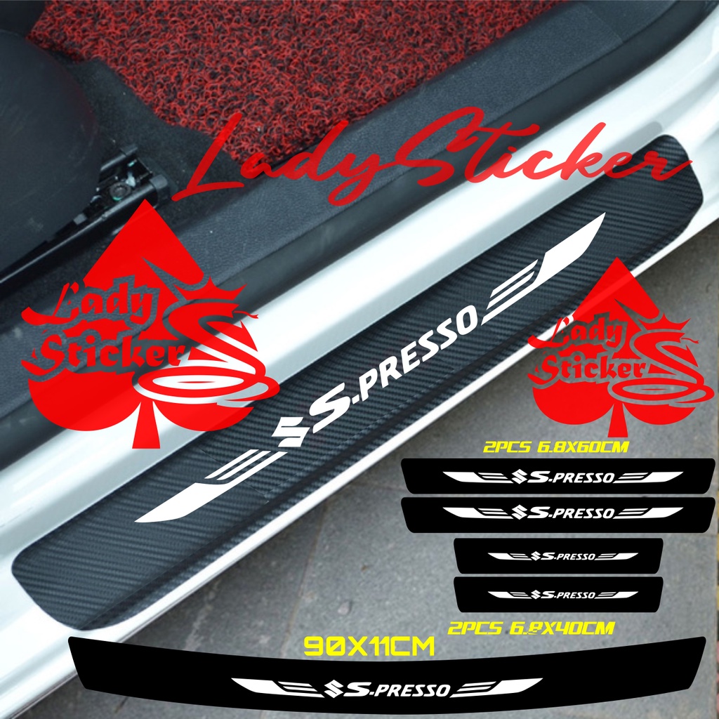 Jual 5pcs sticker sill plate carbon 3d mobil s presso sticker karbon 3d ...