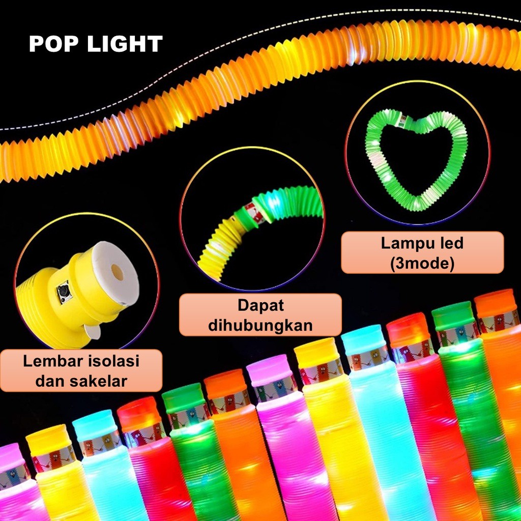 Jual Mainan Anak Viral Pop Light Glow In The Dark Pop Tube LED Warna ...