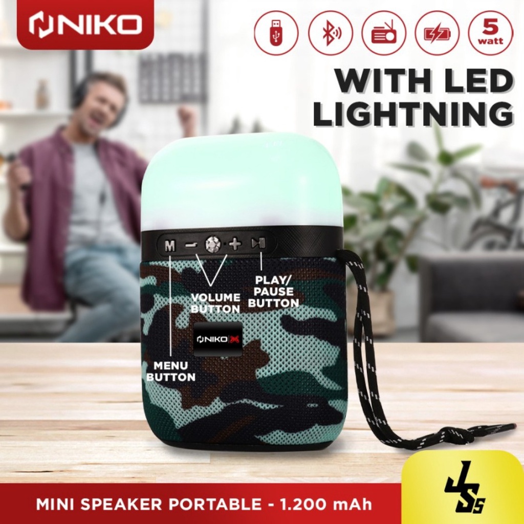 Jual NIKO Mini Speaker Portable JS-5 USB Radio With LED Lightning ...