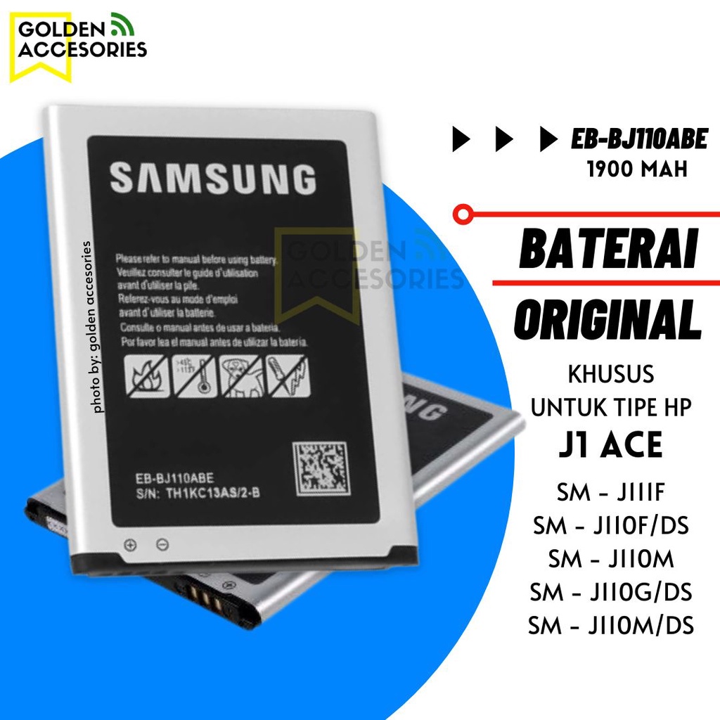 Jual BATERAI HP SAMSUNG J1 ACE original EB-BJ110ABE kuningan 3 pin [ batere / batre khusus J1 ...