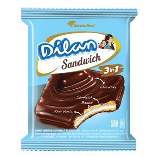 Jual DILAN SANDWICH 16gr COKLAT BISKUIT COOKIES GARUDA FOOD 3 in 1 KUE ...