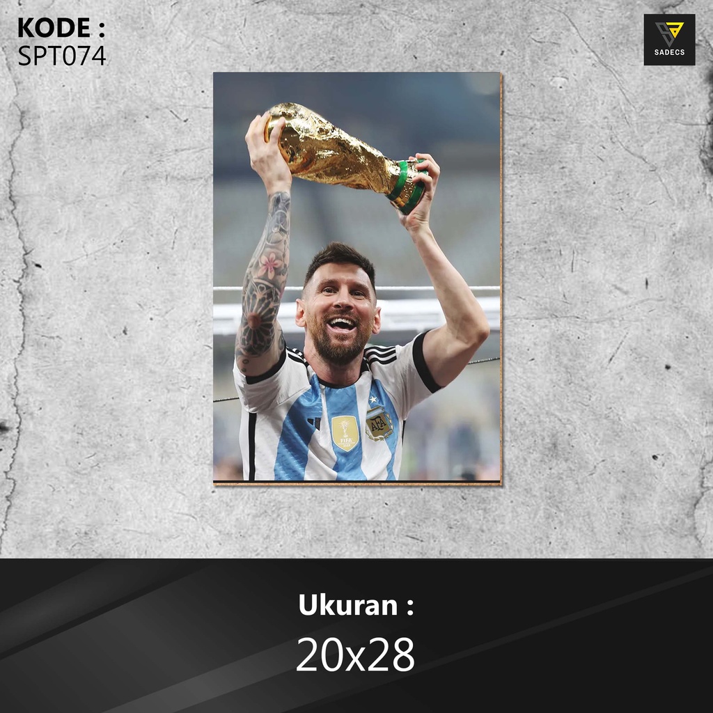 Jual SADECS - Pajangan Hiasan Dinding Kamar Poster Kayu LIONEL MESSI ...