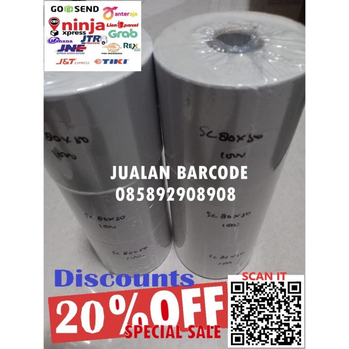 Jual STIKER LABEL SEMICODE 80 X 50 1LINE 1000 PCS | Shopee Indonesia