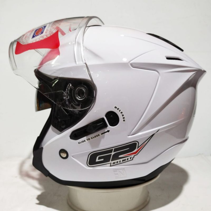 Jual helm half face G2 optimax solid original kaca double visor ...